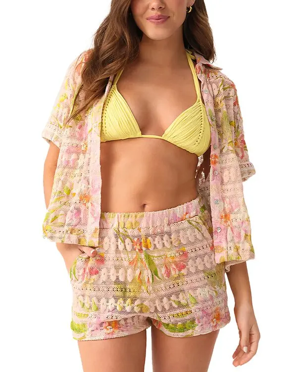 PQ Blake Button Front Swim Cover-up Shirt - Petal Pink