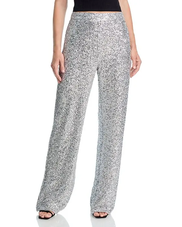 Aqua Sequin Wide Leg Pants