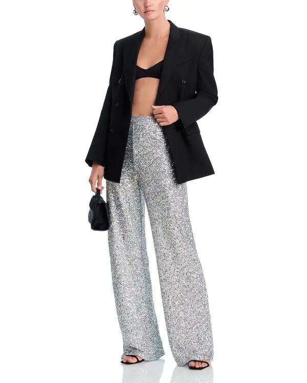 Aqua Sequin Wide Leg Pants