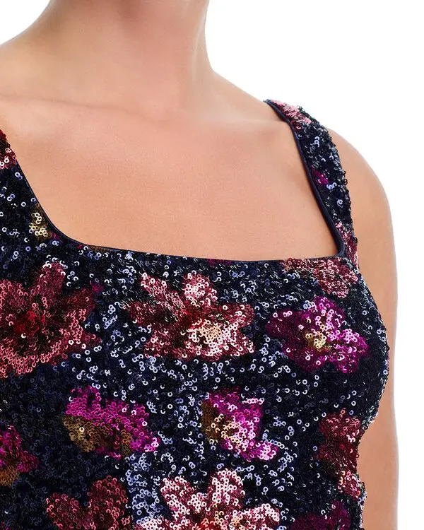 Aqua Sequin Floral Top