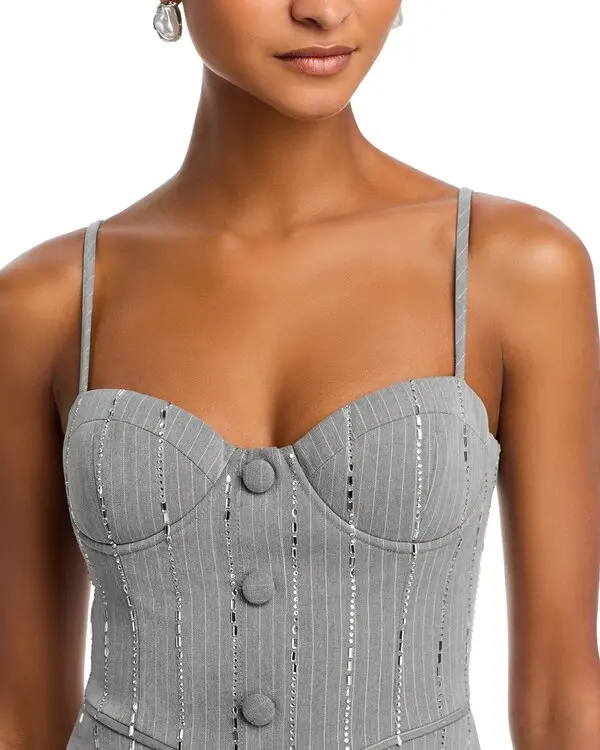 Aqua X Salvo Rizza Crystal Pinstripe Bustier Top