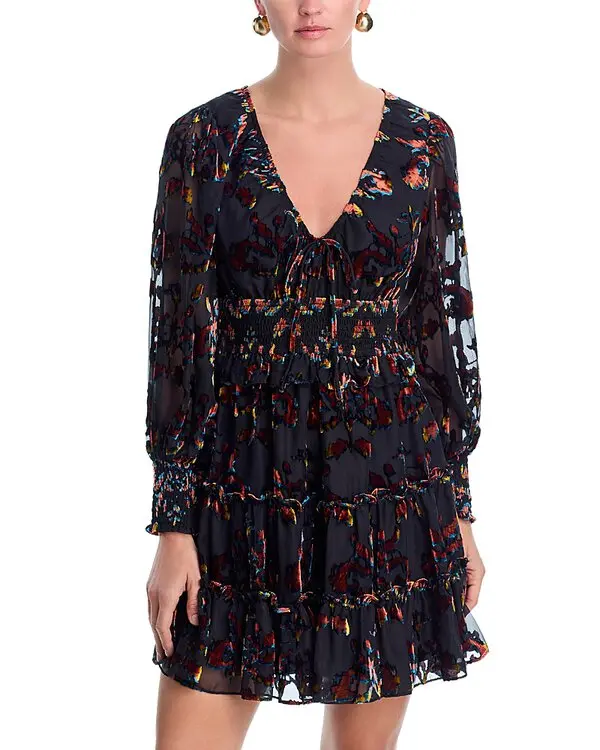 Aqua Velvet Burnout Mini Dress