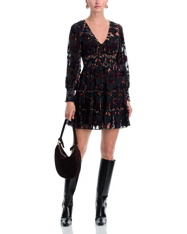 Aqua Velvet Burnout Mini Dress