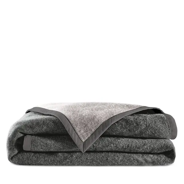 ANNE DE SOLENE Frima Virgin Wool Bed Blanket, King - Anthracite