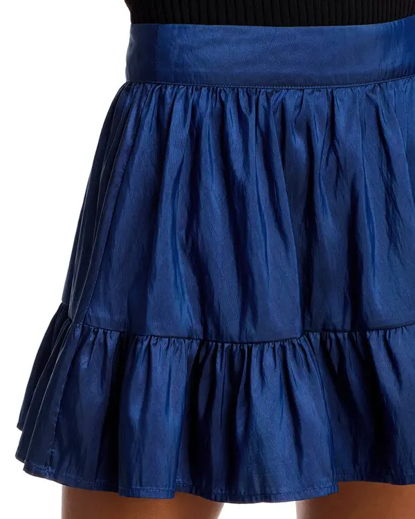 Aqua Crinkle Ruffle Mini Skirt