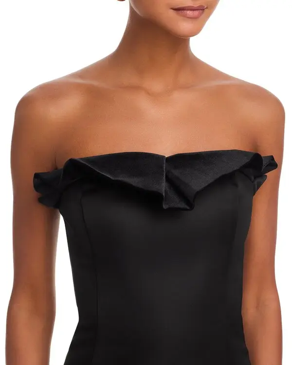 Aqua Ruffled Strapless Mini Dress