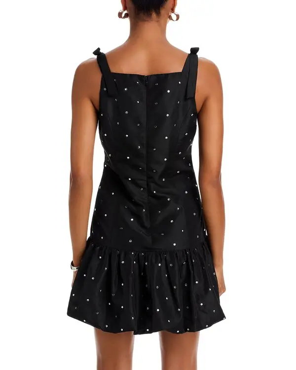 Aqua Rhinestone Embellished Mini Dress
