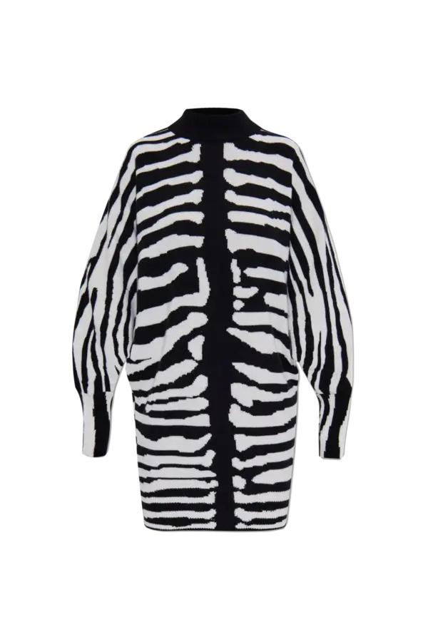 Balmain Zebra Motif Wool And Cashmere Dress