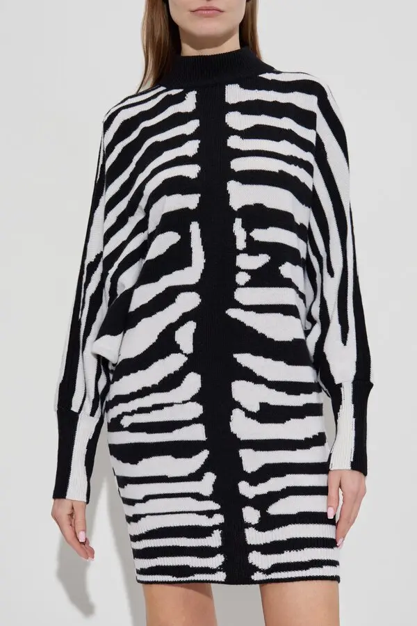 Balmain Zebra Motif Wool And Cashmere Dress