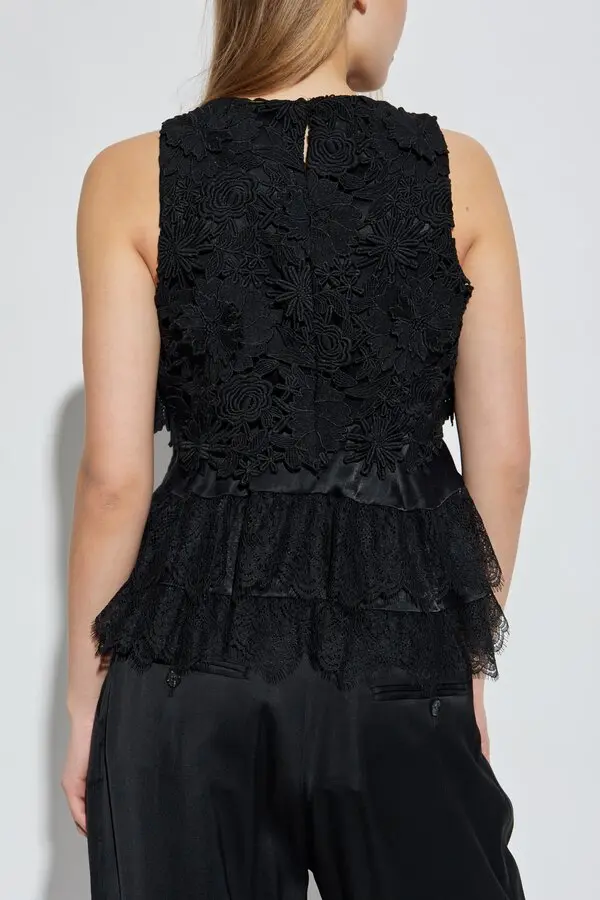 Munthe Openwork Sleeveless Top With Floral Embroidery