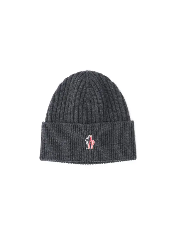 Moncler Cashmere Logo Beanie - Gray