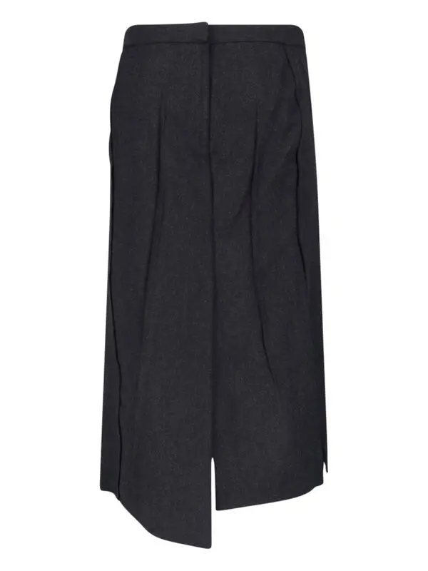 Victoria Beckham Wool Midi Skirt With Draped Details - Gray