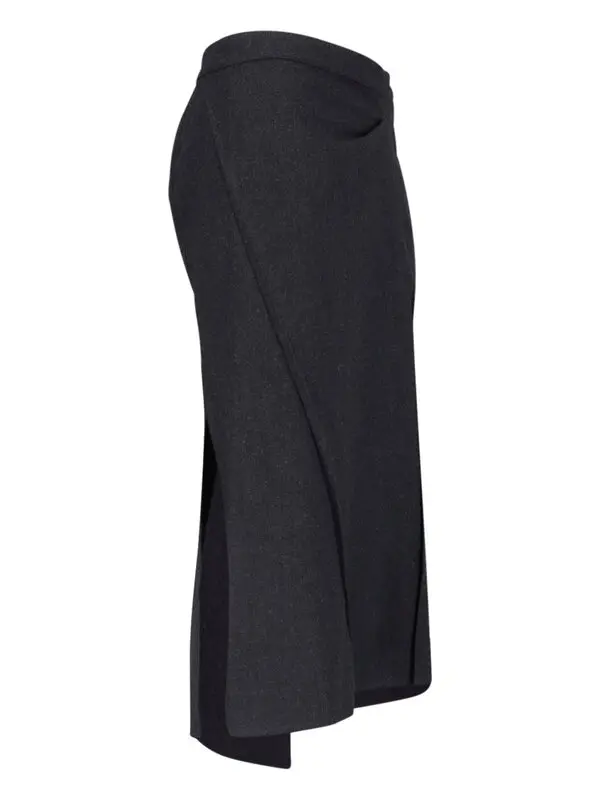 Victoria Beckham Wool Midi Skirt With Draped Details - Gray