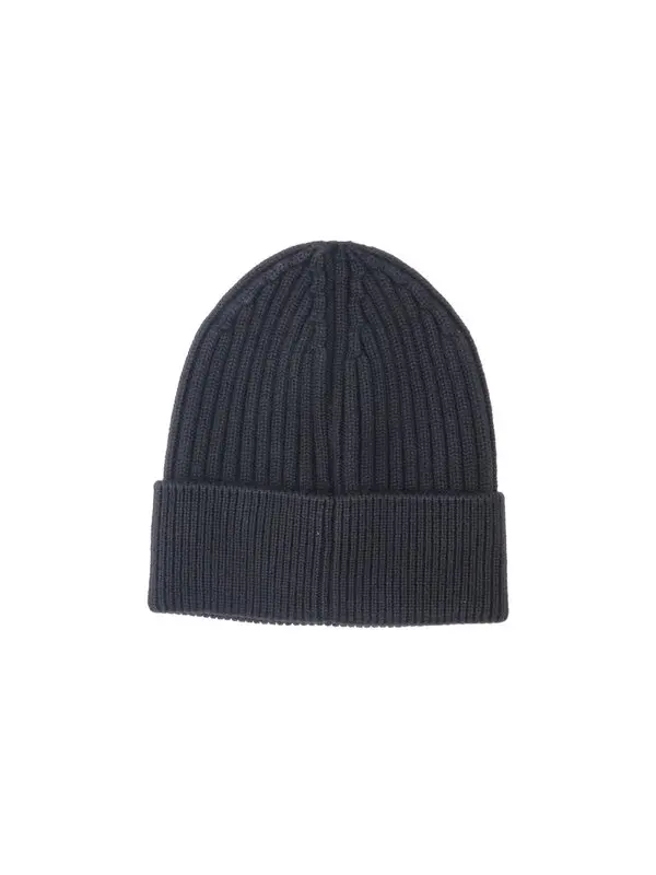 Moncler Stone Island Virgin Wool Logo Beanie - Black