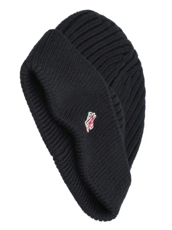 Moncler Stone Island Virgin Wool Logo Beanie - Black