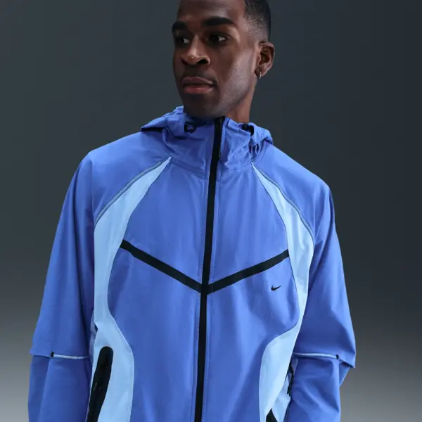 Nike Dri-fit Woven Color-block Windrunner Loose Jacket - Blue