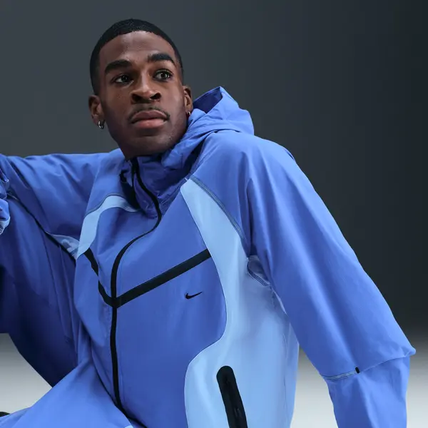 Nike Tech Dri-fit Woven Color-block Windrunner Loose Jacket - Blue