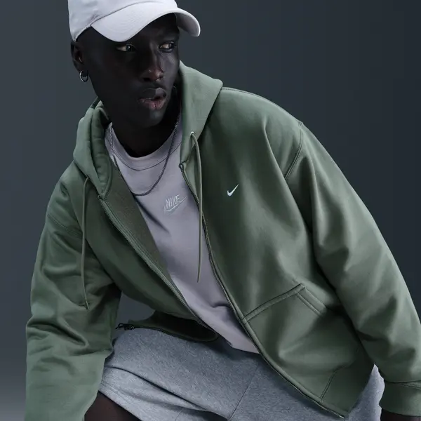 Nike Solo Swoosh Full-zip Fleece Hoodie - Grey