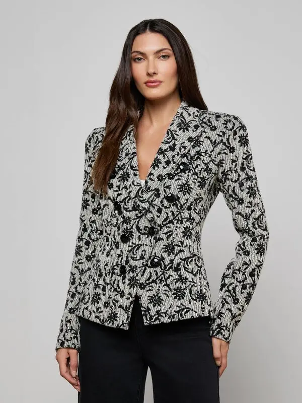 L'Agence Bethany Flocked Tweed Blazer
