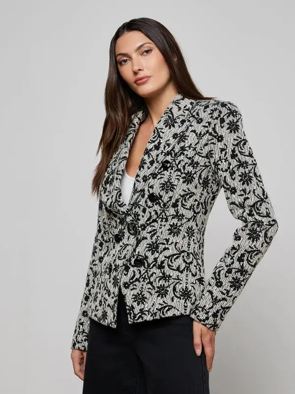 L'Agence Bethany Flocked Tweed Blazer