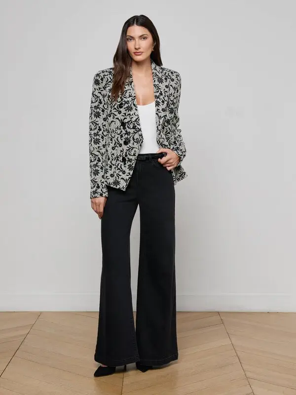L'Agence Bethany Flocked Tweed Blazer