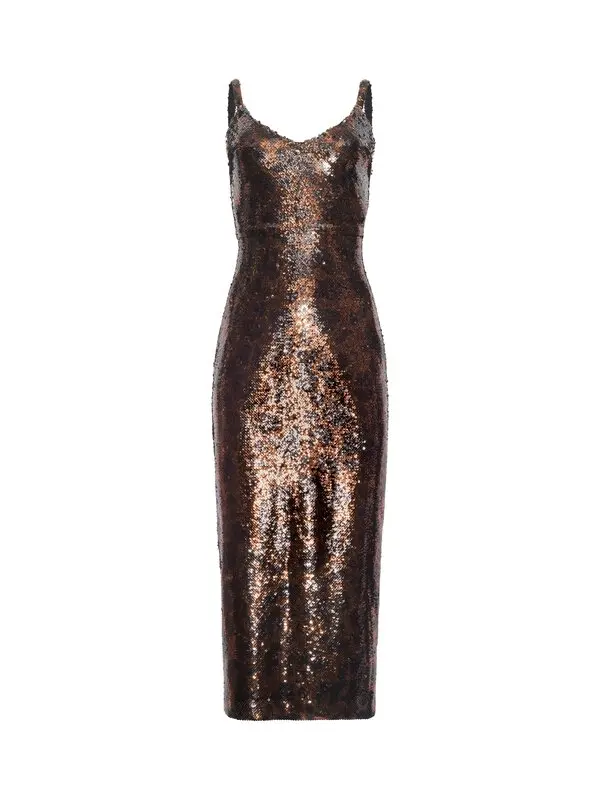 L'Agence Noella Sequin Leopard Print Midi Dress