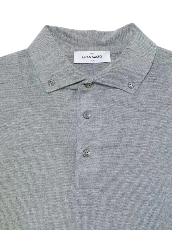 GRAN SASSO Buttoned Long-sleeve Polo Shirt - Grey