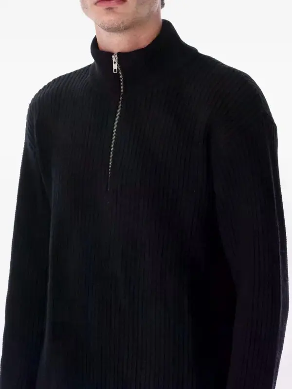 Colorful Standard Ribbed Half-zip Sweater - Black