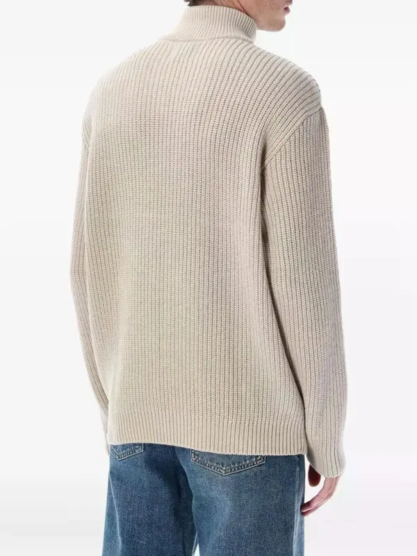 Colorful Standard Ribbed Half-zip Sweater - Neutrals
