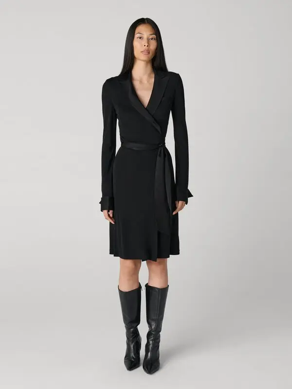 Diane Von Furstenberg Tuxedo Pia Wrap Dress - Black