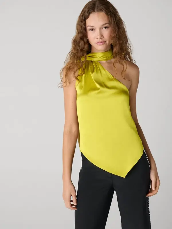 Diane Von Furstenberg Galina One-shoulder Stretch Satin Top