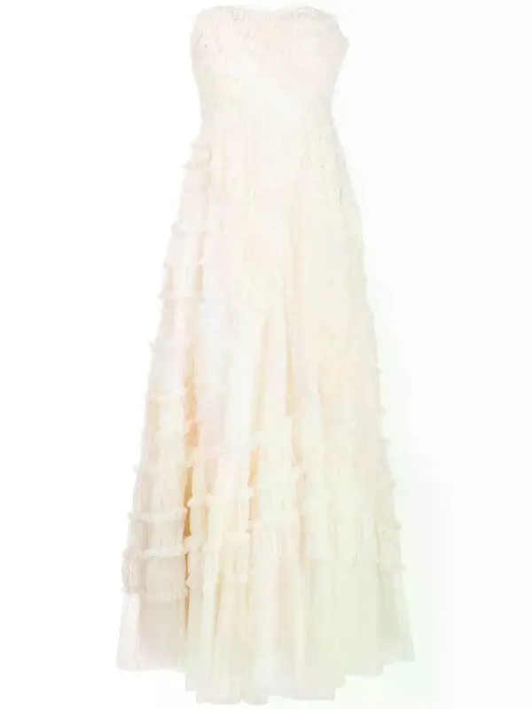 NEEDLE & THREAD Ruffled-detail Sleeveless Dress - Neutrals