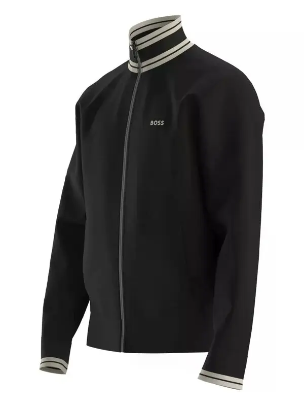 BOSS Striped-collar Zip-up Sweater