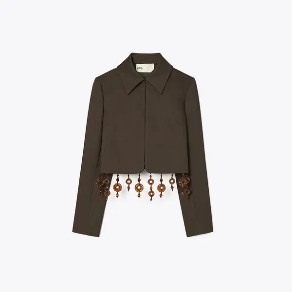 Tory Burch Cropped Crepe Jacket