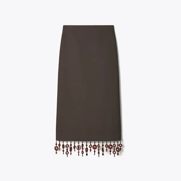 Tory Burch Embellished Crepe Skirt