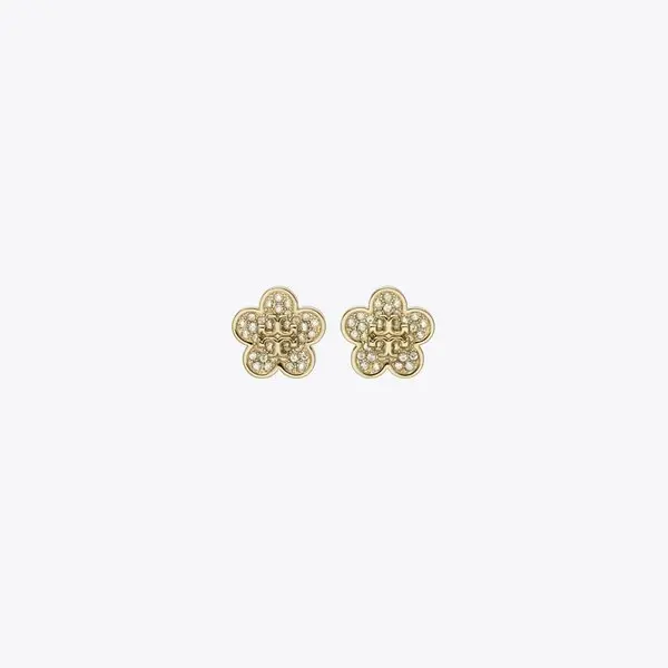 Tory Burch Forget Me Not Pavé Stud Earrings - Tory Gold/crystal