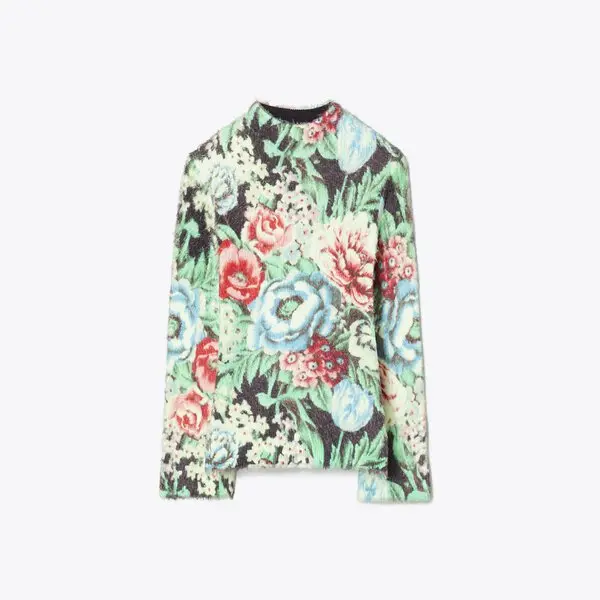 Tory Burch Printed Sweater - Greggiowhite/chair Floral Allover- A