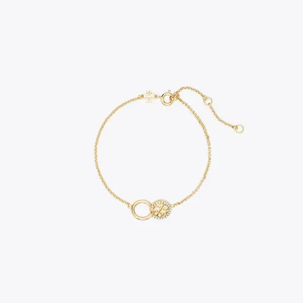 Tory Burch Icon Pavé Interlocking Chain Bracelet - Tory Gold/crystal