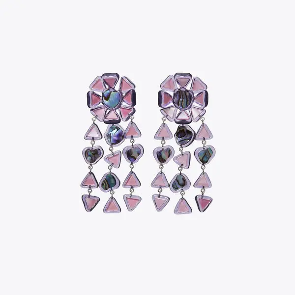 Tory Burch Curiosity Resin Chandelier Earrings - Pink