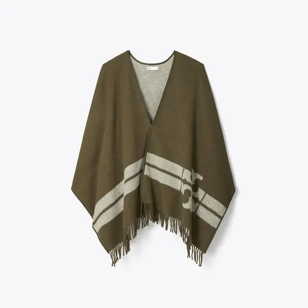 Tory Burch Striped Wool Cape