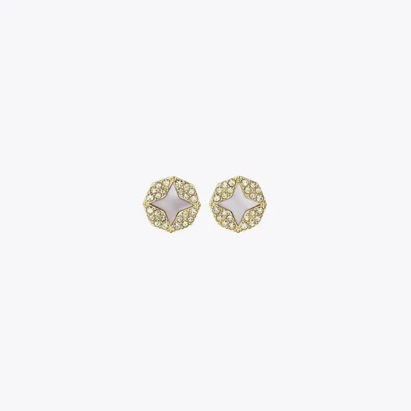 Tory Burch Forget Me Not Pavé Stud Earrings - Tory Gold/pink/crystal