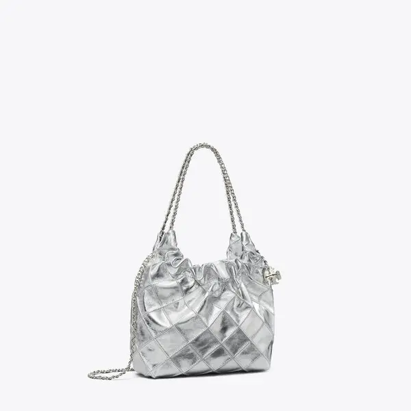 Tory Burch Mini Fleming Metallic Hobo Bag
