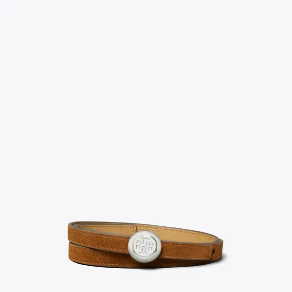 Tory Burch Romy Reversible Suede Belt - Cognac/tiramisu