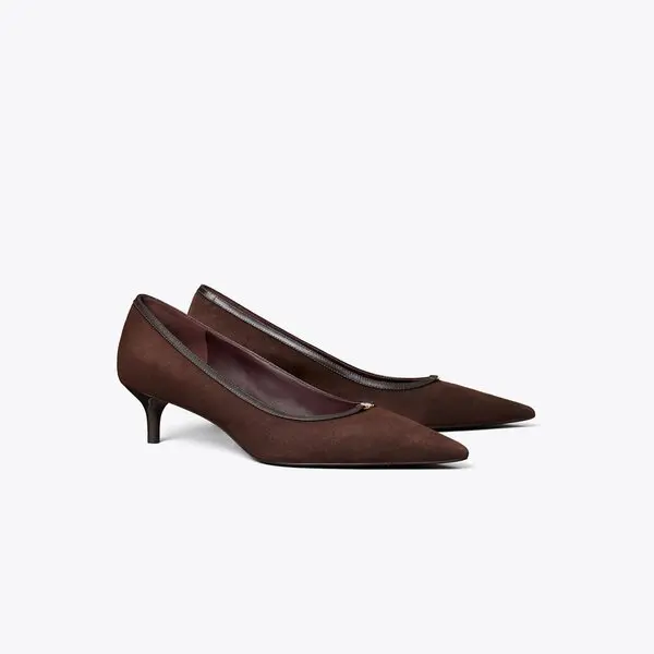 Tory Burch Double T Buckle Low-heeled Pump - Dark Cocoa