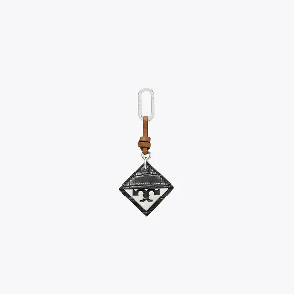 Tory Burch Logo Croc-embossed Key Charm - Black