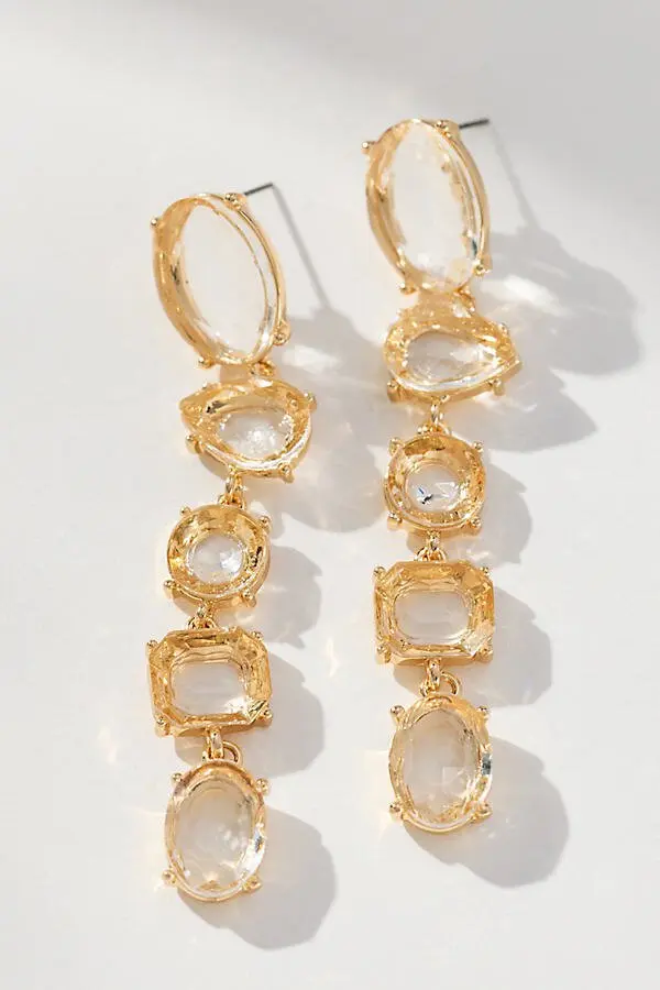 Anthropologie Multi-crystal Drop Earrings - Clear