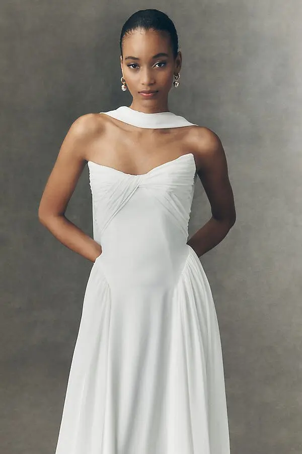 Jenny Yoo Strapless Chiffon Shiloh Wedding Gown - Ivory | Editorialist