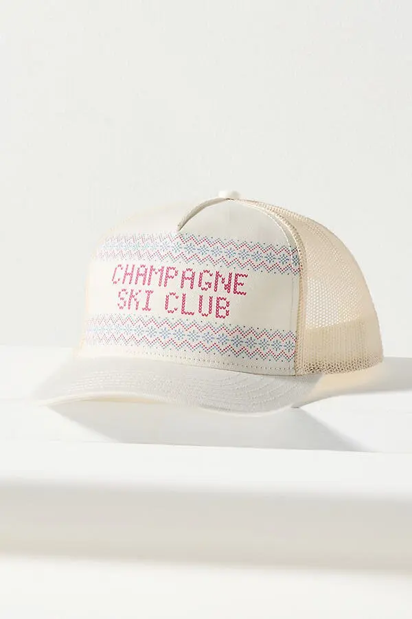 Beach Riot Drinks Trucker Hat - Egret Champagne Ski Club