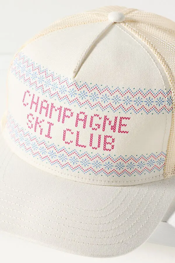 Beach Riot Drinks Trucker Hat - Egret Champagne Ski Club
