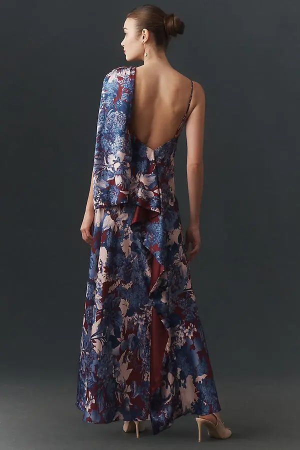 Bhldn Caped Open-back Maxi Dress - Burgundy